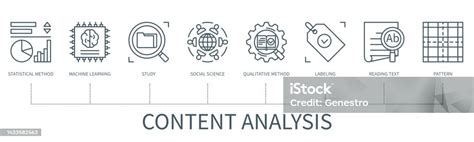 Content Analysis Vector Infographic In Minimal Outline Style Stock