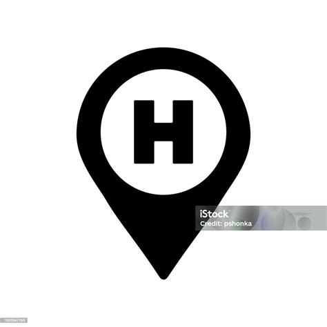 Hospital Or Heliport Pointer Vector Glyph Icon Stock Illustration