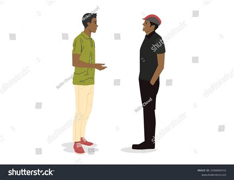 Illustration Worker Talking Customer His Hands Stock Vector Royalty Free 2192605531 Shutterstock