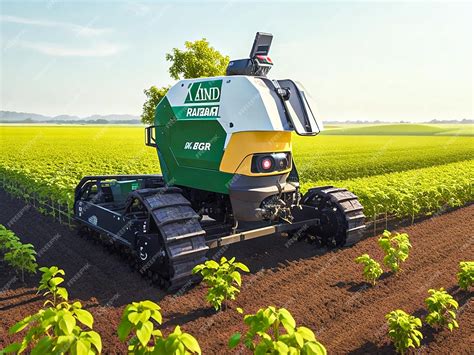 Premium Ai Image An Ai Powered Agricultural Robot Tending To Crops