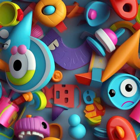 Premium Ai Image Seamless Tileable Patterns Of 3d Cartoon Elements That Are Continuous And