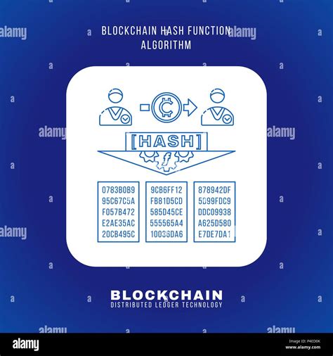 Vector Outline Design Blockchain Hash Function Algorithm Principle
