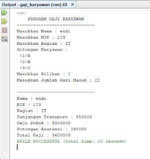 Aplikasi Gaji Karyawan Java Netbeans Console Tanpa Form