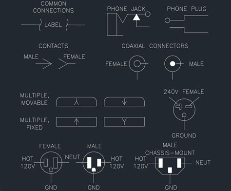 Connector Symbol Cad Blocks Dwg Electronic Schematic Set