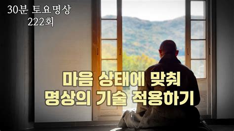 명상의 기술은 자신의 마음 상태에 맞게 적용하는 것 ㅣ 토요명상 222회ㅣ혜안스님 Youtube