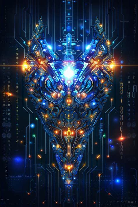 Futuristic Digital Tech Art Cybernetic Circuitry Advanced Robotics Neon Glow Sci Fi