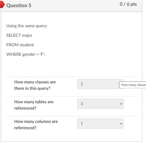 Solved Question 5 0 6 Pts Using The Same Query SELECT Major Chegg Com