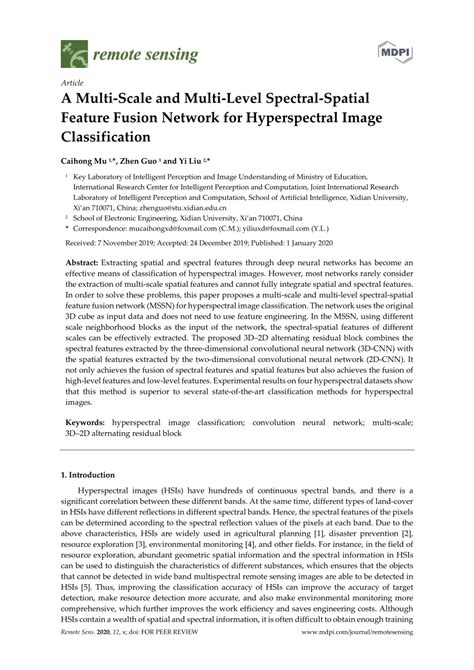 Pdf A Multi Scale And Multi Level Spectral Spatial Feature Fusion