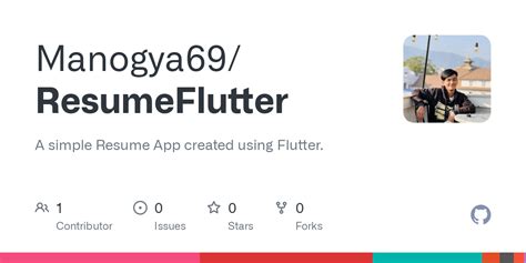Github Manogya69resumeflutter A Simple Resume App Created Using Flutter
