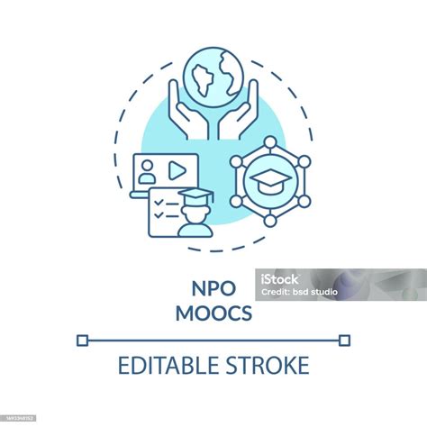 Ilustración De 2d Azul Delgado Icono Lineal Npo Moocs Concepto Y Más Vectores Libres De Derechos