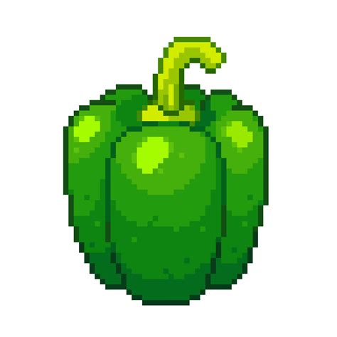 An Bit Retro Styled Pixel Art Illustration Of Green Pepper Png