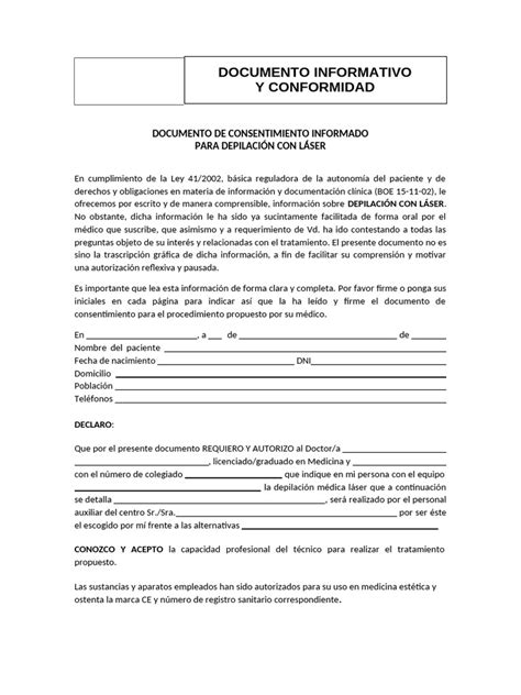 Ci Depilacion Laser Pdf Quemar Consentimiento Informado