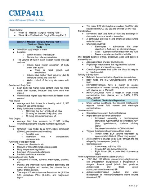 Cmpa 411 Finals 1 Pdf Electrolyte Sodium