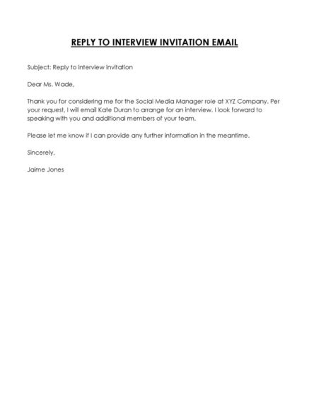 How To Reply To An Interview Invitation Email Samples