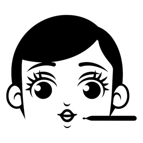 Premium Vector Woman Face With Pencil Icon Simple Illustration Of Woman Face With Pencil