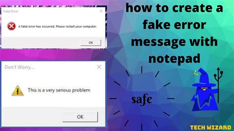 How To Create A Fake Error Message With Notepad Youtube