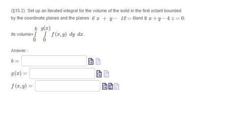 solved 815 2 set up an iterated integral for the volume of