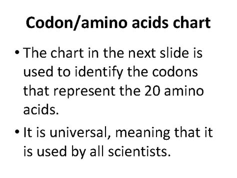 RNA CODON CHART HOW TO USE CODAN CHART