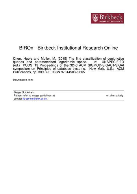 Pdf The Fine Classification Of Conjunctive Queries And Parameterized