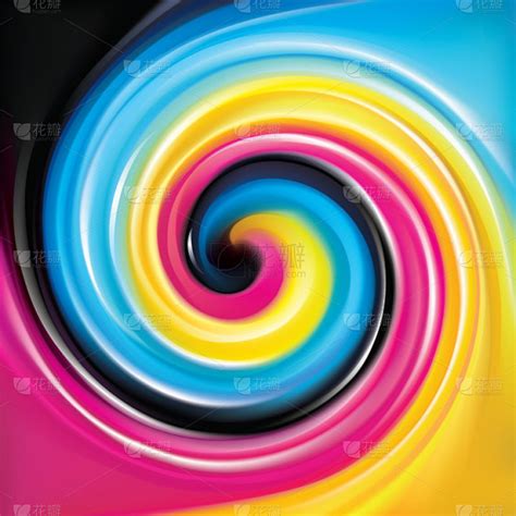 矢量旋流背景的原色印刷工艺 Cmyk