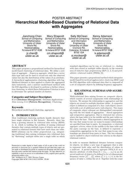 Pdf Hierarchical Model Based Clustering Of Relational Data With