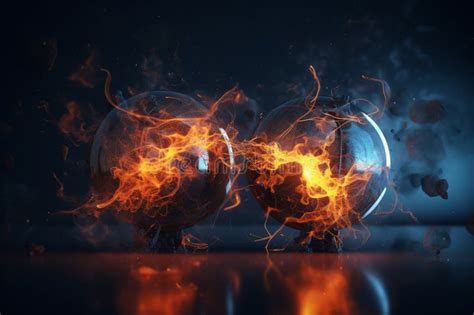 Collision Of Two Atoms Illustration Generative Ai Stock Illustration