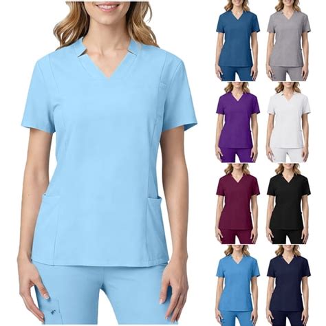Aboser Nursing Scrub Tops For Women V Neck Uniform Shirts Soft Casual