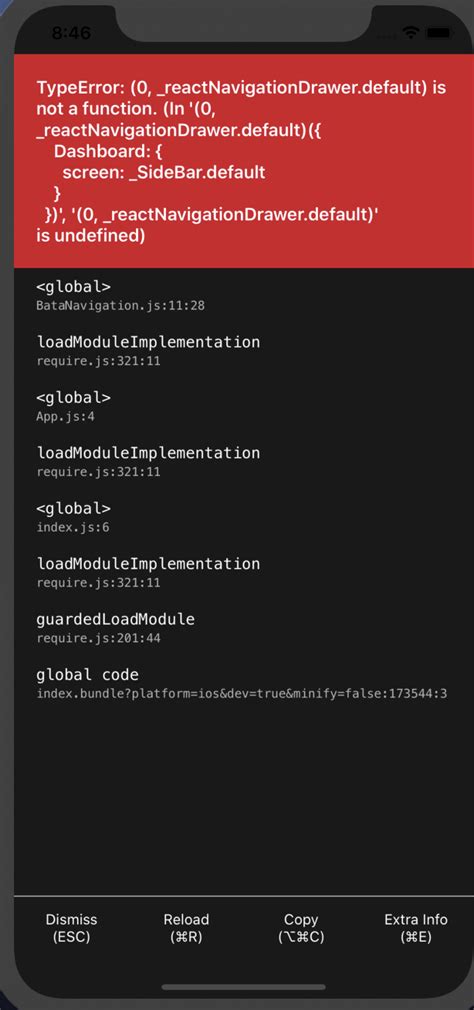 Error When Trying To Nest A Drawer Navigator In A Switchnavigator In
