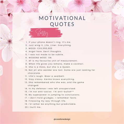Sassy Motivational Quotes List A4 Coast Lane Design