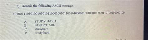Solved 7 Decode The Following Ascii Message
