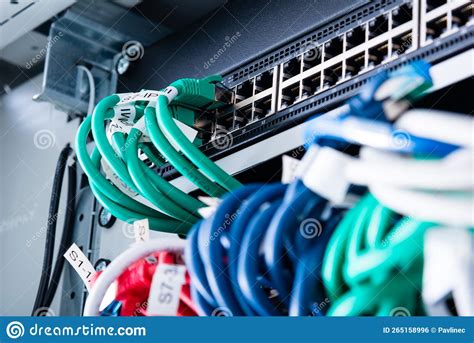 Network Cables Connected Into Server Inside Data Center Stock Photo Image Of Fiber Security
