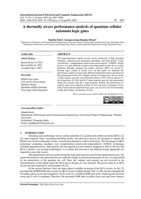 pdf a thermally aware performance analysis of quantum cellular automata logic gates