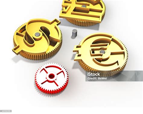황금 달러 표시 파운드 유로 기호 3 차원 일러스트 레이 션과 기어 0명에 대한 스톡 사진 및 기타 이미지 0명 개념 경제 Istock