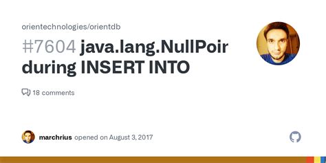 java lang nullpointerexception during insert into · issue 7604