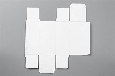 Mockup 청사진 회색 배경에 흰색 종이 상자 포장의 템플릿 다이 컷 패턴으로 오래 된 골 판지입니다 0명에 대한 스톡 사진 및 기타 이미지 Istock