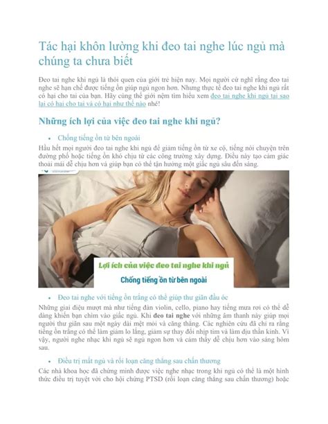 PPT Tác hại khôn lường khi đeo tai nghe lúc ngủ mà chúng ta chưa biết PowerPoint Presentation