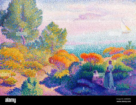 Two Women By The Shore Mediterranean 1896 Painting In High