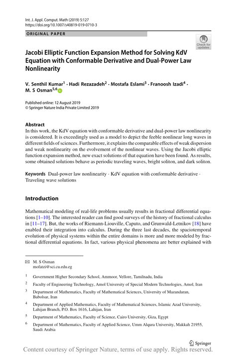 Jacobi Elliptic Function Expansion Method For Solving Kdv Equation With