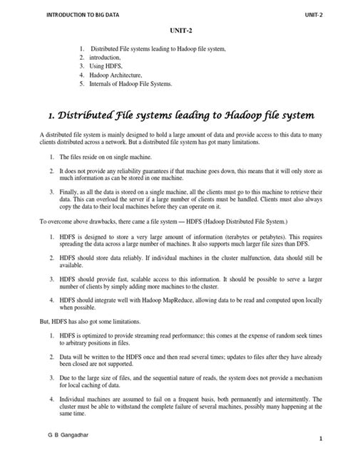 distributed file systems leading to hadoop file system unit 2 pdf apache hadoop