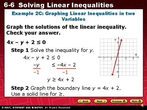 Solving Linear Inequalities A Linear Inequality