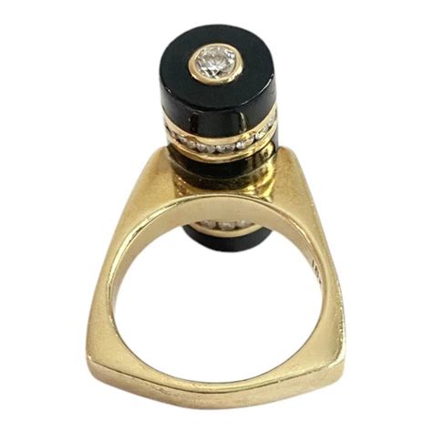 Vintage Bernard K Passman 18k Gold Black Coral And Diamond Ring Chairish