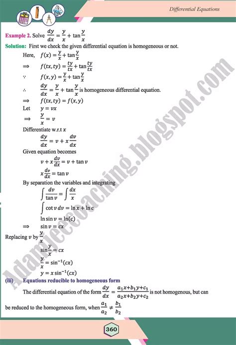 Adamjee Coaching Differential Equations Mathematics Class 12th
