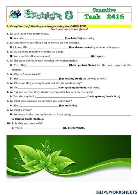 Spotlight 8 Task 8416 Interactive Worksheet Live Worksheets