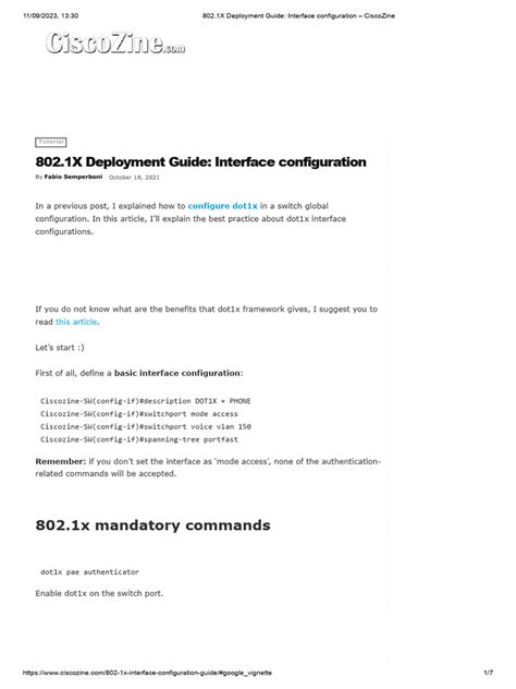 802 1x Deployment Guide Interface Configuration Ciscozine Pdf
