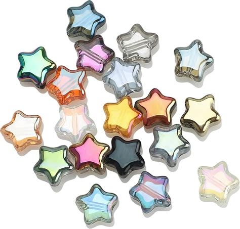 200pcs Colorful Glass Star Beads Mixed Eletroplated Star Beads For