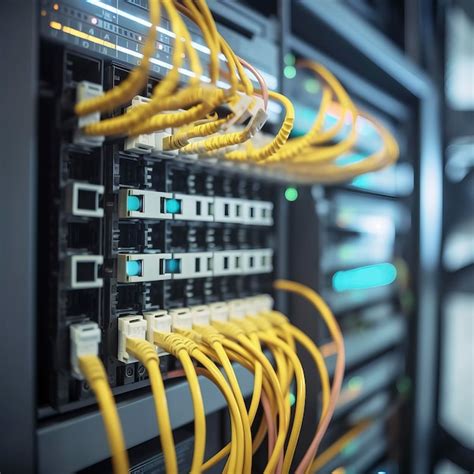 Premium Photo Server Staggered Cables And Interfaces Ai Technology Generated Image