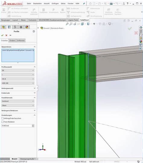 Profilauswahl Von Solidsteel Parametric Für Solidworks