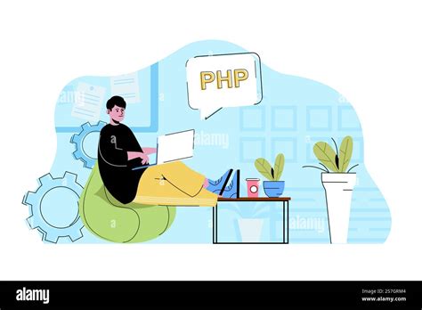 Software Development Concept Programmer Writes Code Develops Programs Situation Developer