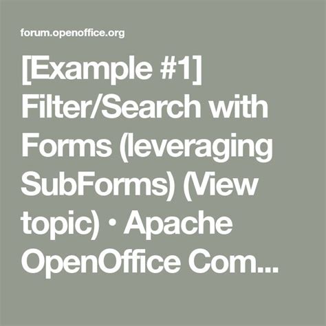 Example 1 Filtersearch With Forms Leveraging Subforms View Topic • Apache Openoffice
