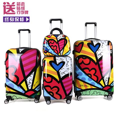 拉杆箱女24寸万向轮涂鸦行李箱旅行箱20寸小清新学生韩版个性皮箱虎窝淘